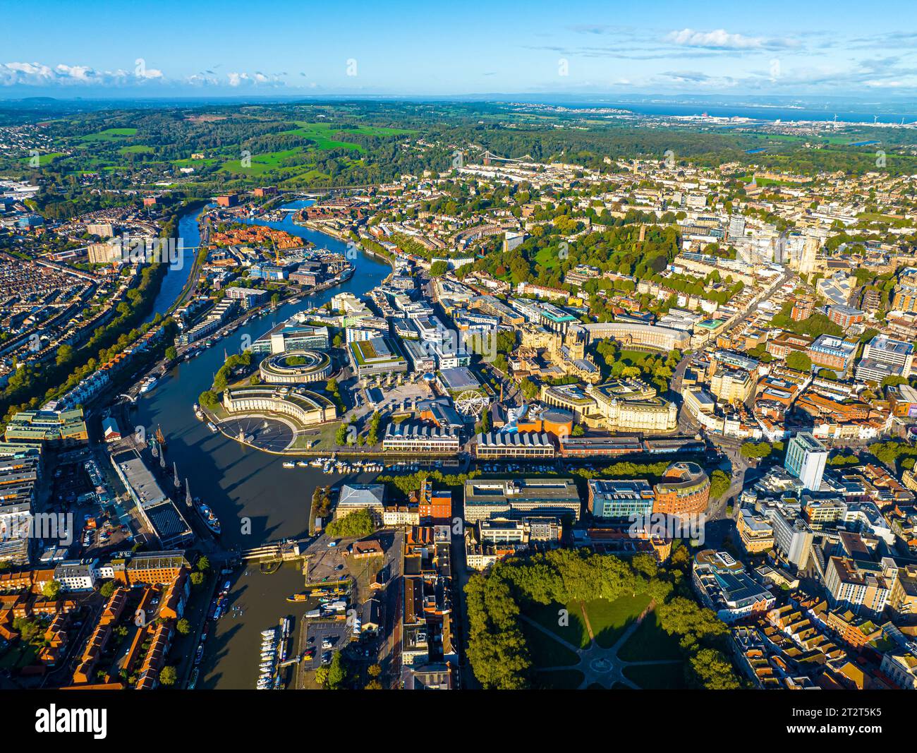 Aerial view of central Bristol in sunny morning, England Stock Photo ...