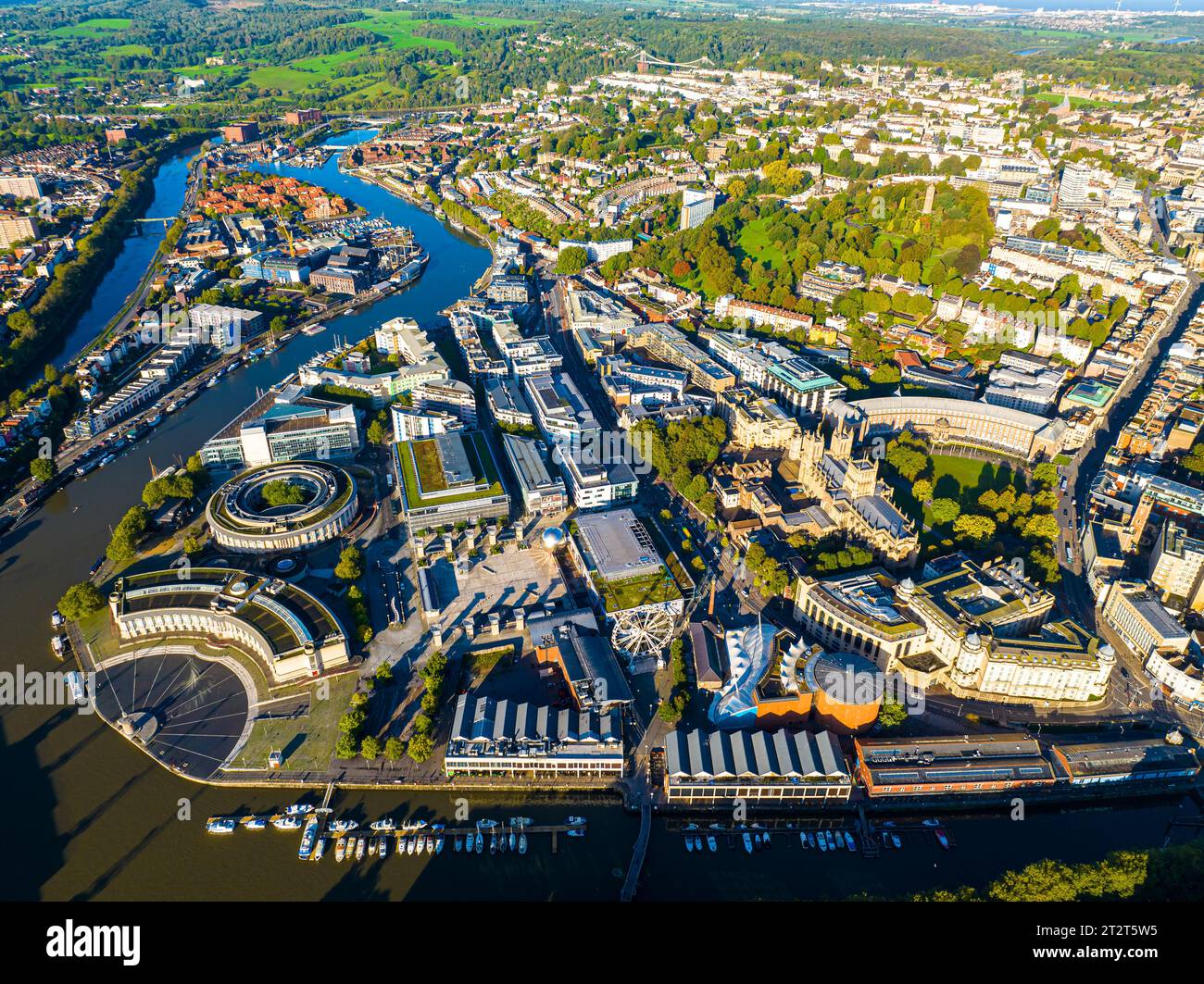 Aerial view of central Bristol in sunny morning, England Stock Photo ...