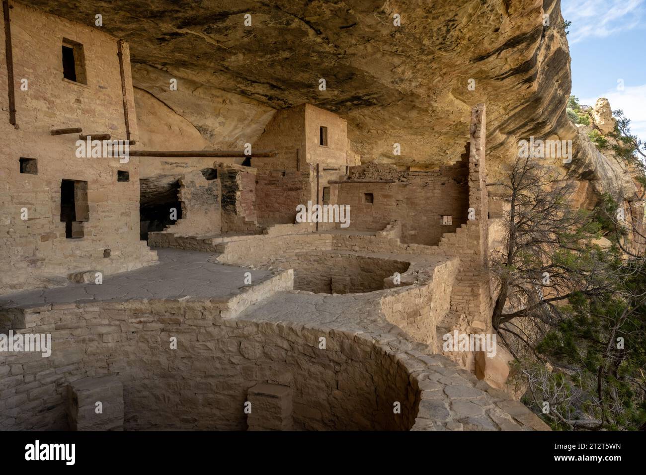 Looking Across Two Kivas In The Common Area of Balcony House in Mesa ...