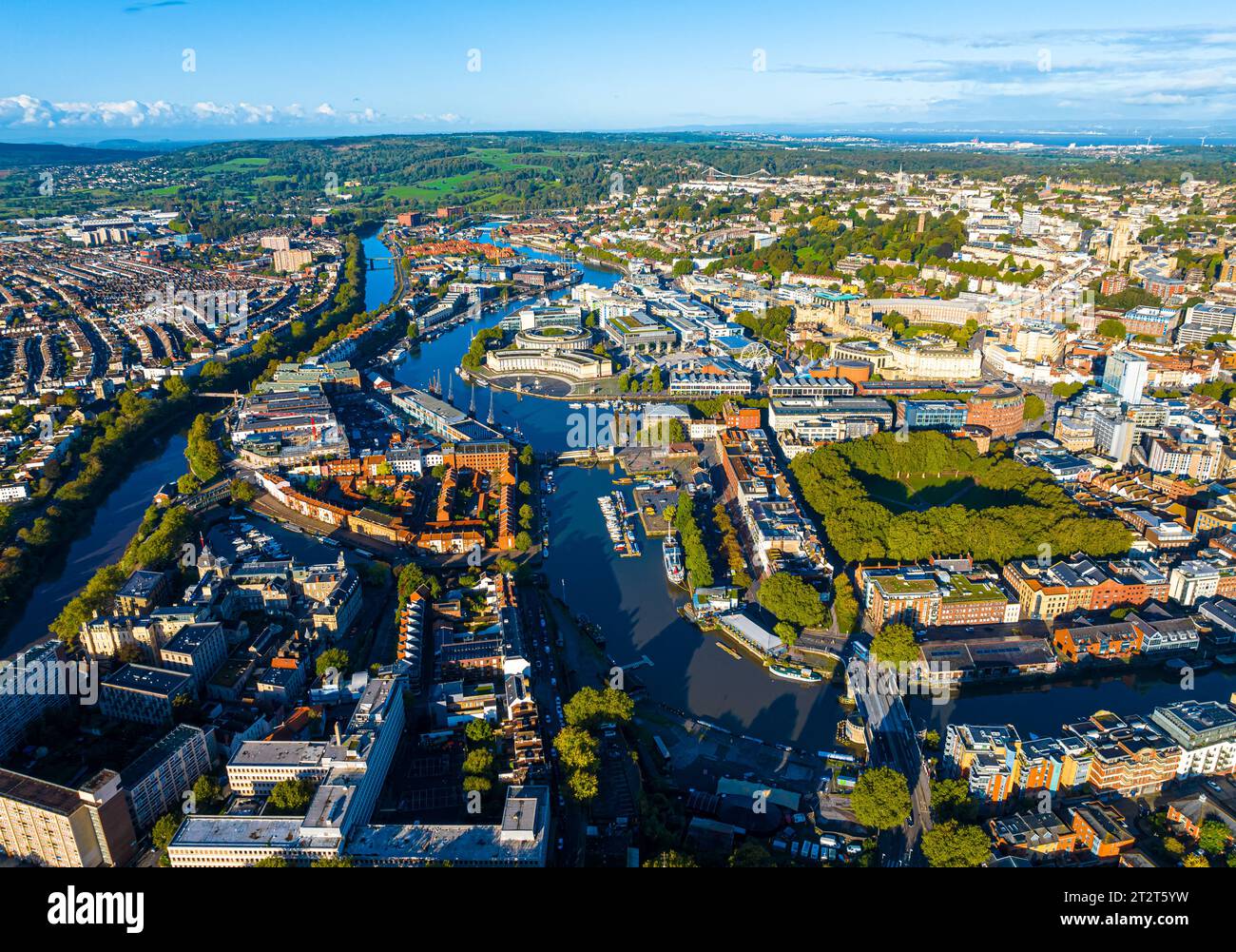 Aerial view of central Bristol in sunny morning, England Stock Photo ...