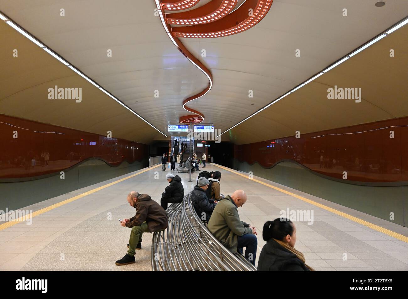 Sofia, Bulgaria - April 4, 2023: Sofia metro station platform with ...