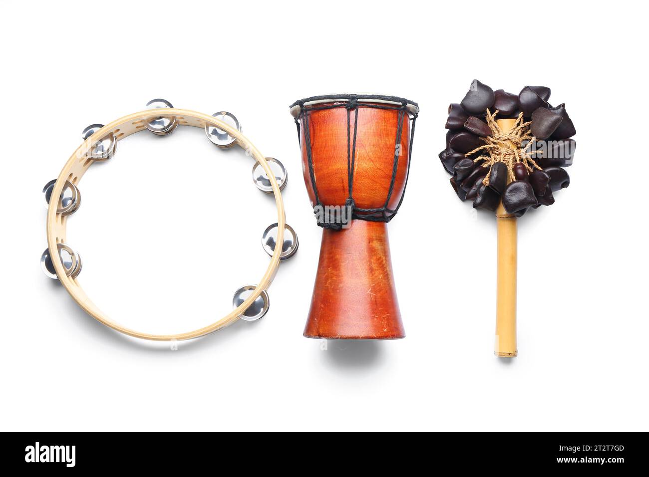 Different musical instruments on white background Stock Photo - Alamy