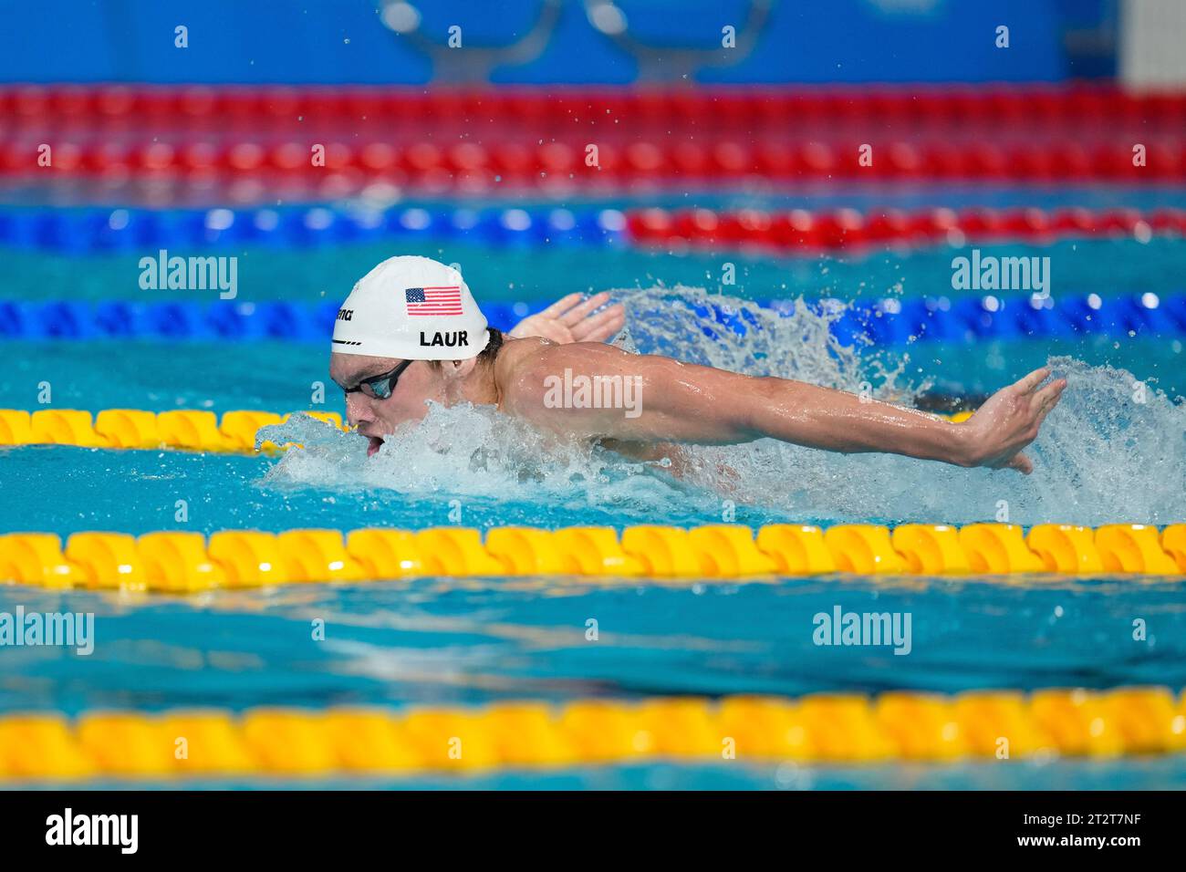 Mason Laur of United States swims in a men's 200-meters butterfly heat ...
