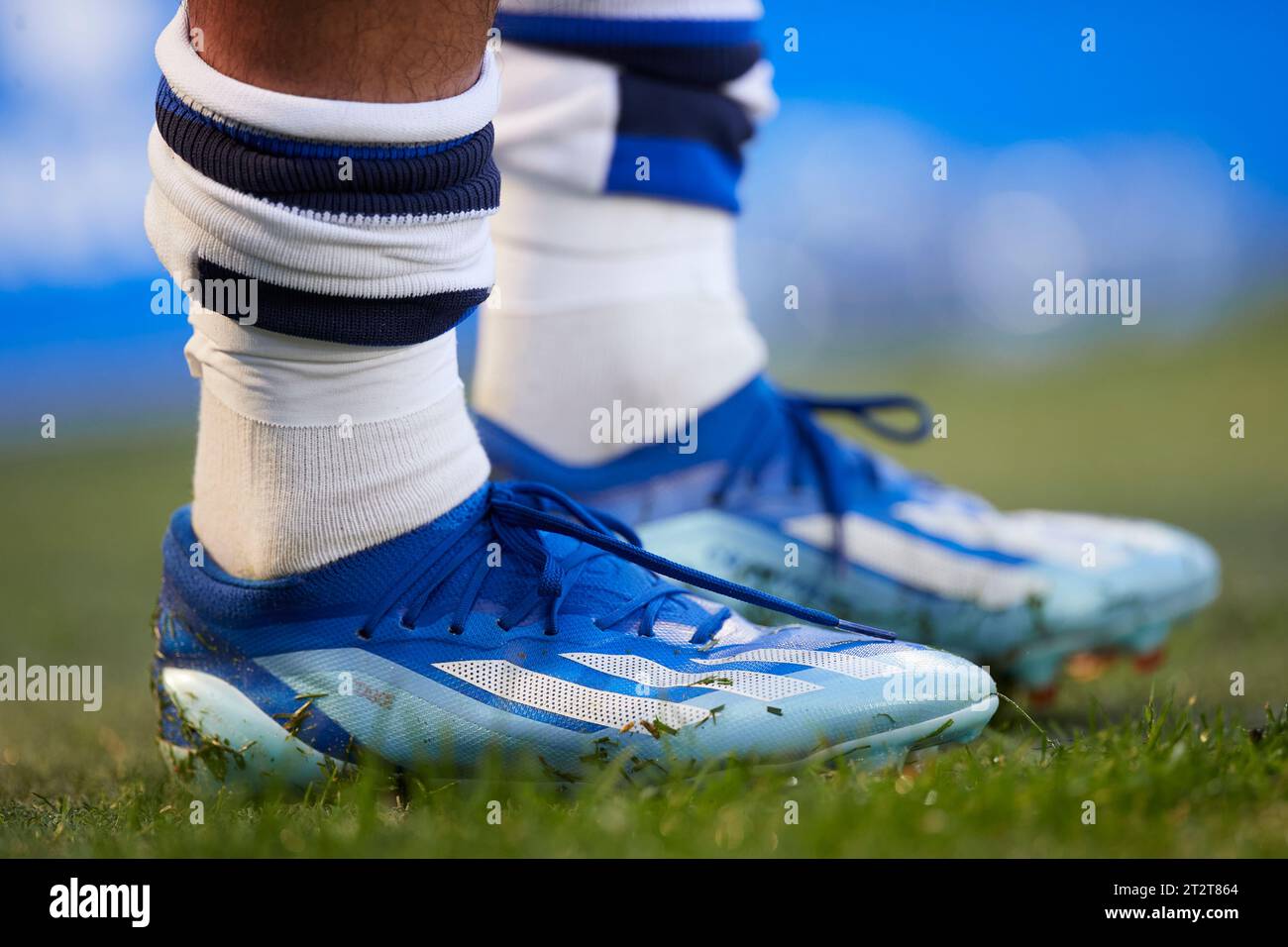 A detail view of the shoes Takefusa Kubo of Real Sociedad during the ...