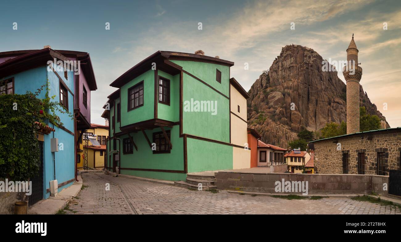 Historic Afyonkarahisar streets, Karahisar castle, Historic Afyon ...