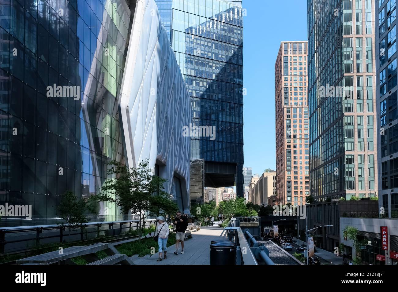 View of the High Line, elevated linear park, greenway and rail trail ...