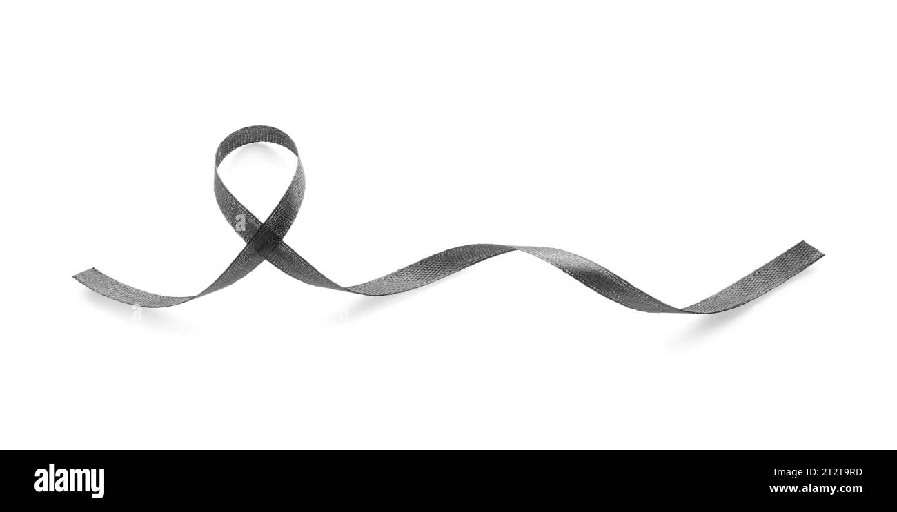 Black funeral ribbon on white background Stock Photo - Alamy
