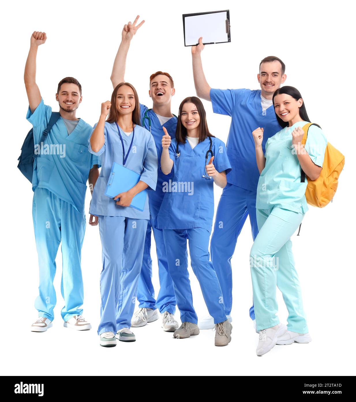 Group of medical students on white background Stock Photo - Alamy
