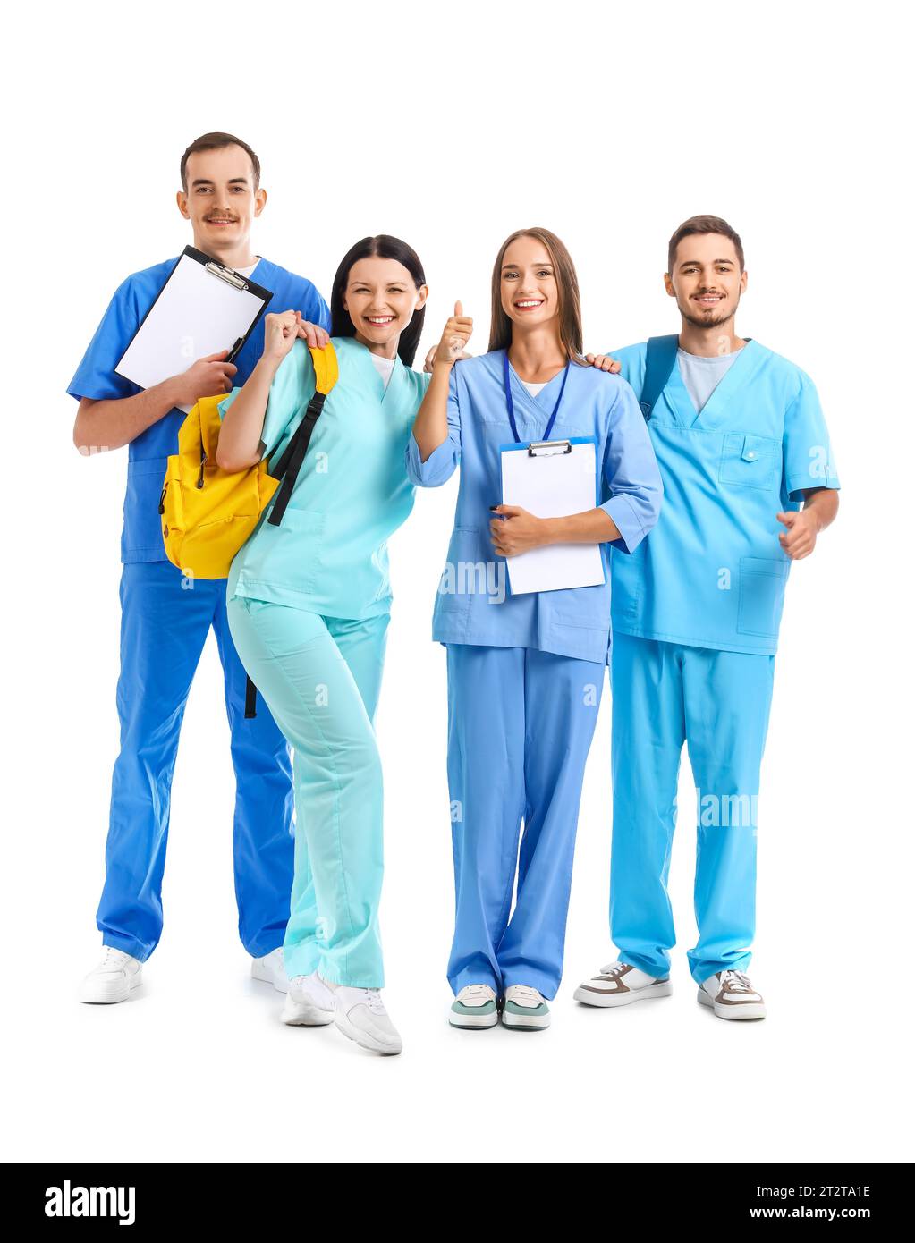 Group of medical students on white background Stock Photo - Alamy