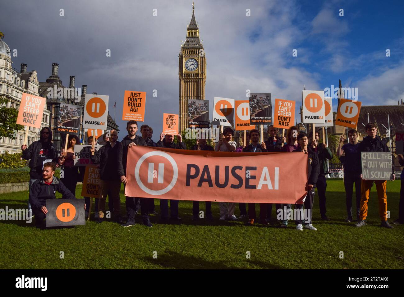 London, UK. 21st October 2023. Protesters working in Artificial ...