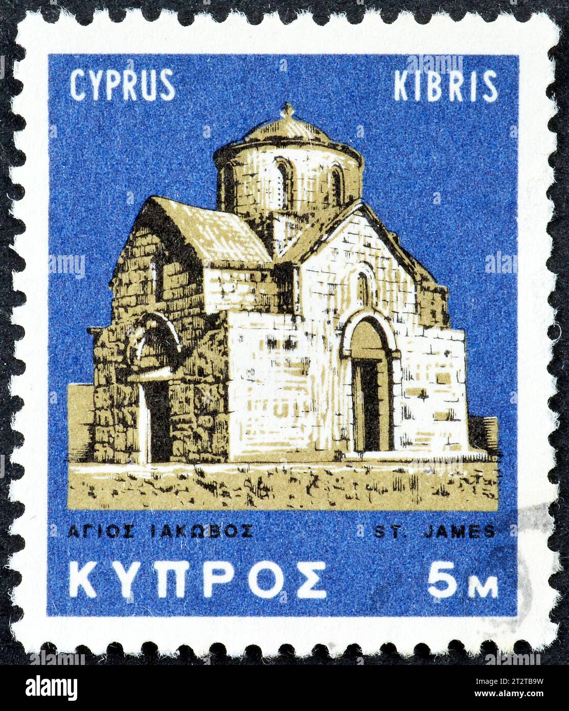 Cancelled postage stamp printed by Cyprus, that shows St James Church ...