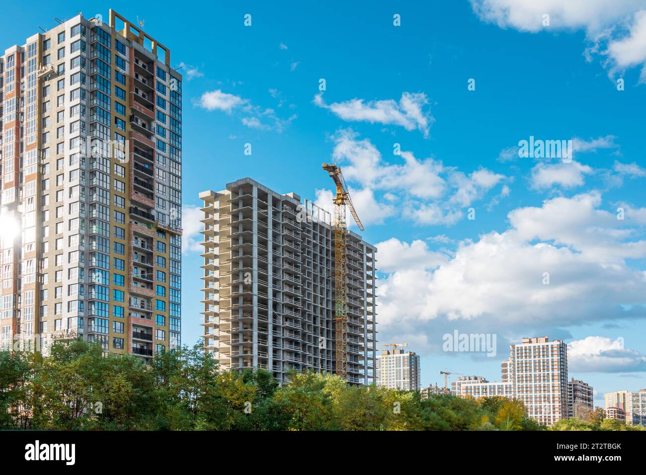 New growing city real estates of high rise multi apartment houses Stock ...