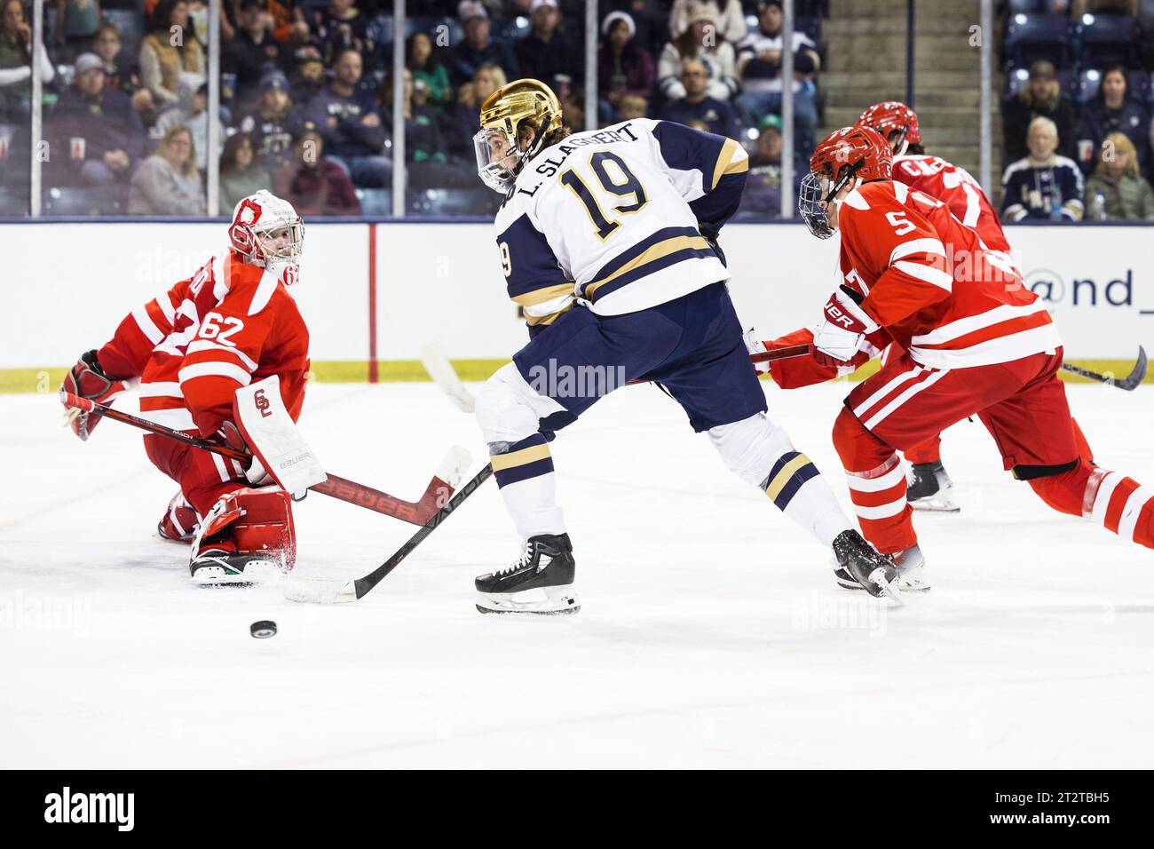 USA. 20th Oct, 2023. October 20, 2023: Boston University goaltender Mathieu Caron (62) makes the ...
