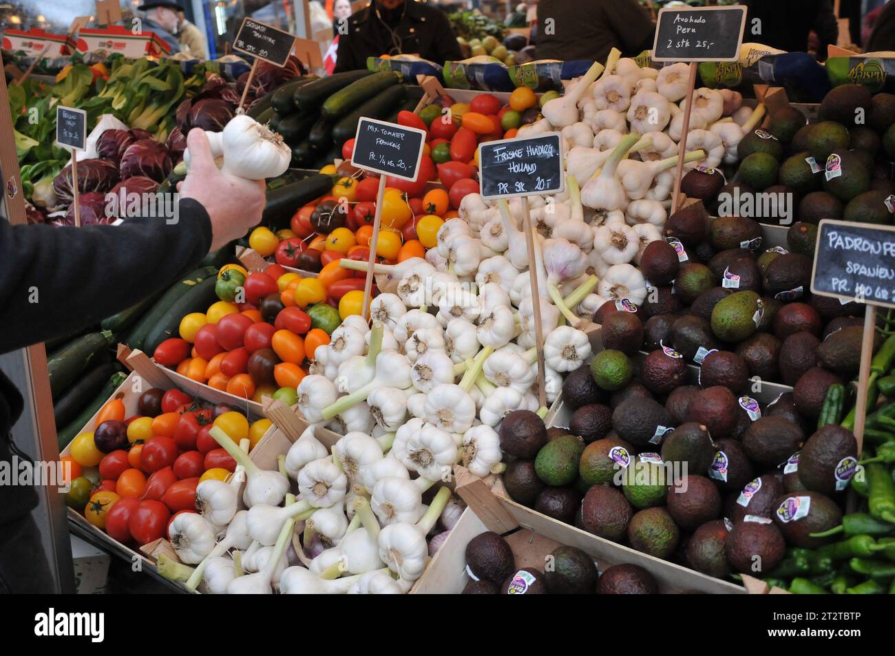 Copenhagen, Denmark /21 October. 2023/Shoppers at farmers market or ...