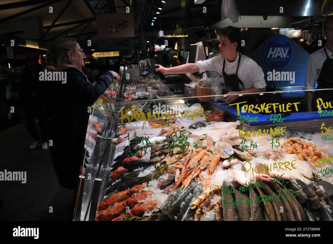 Copenhagen, Denmark /21 October. 2023/Sea food or fish shops in ...