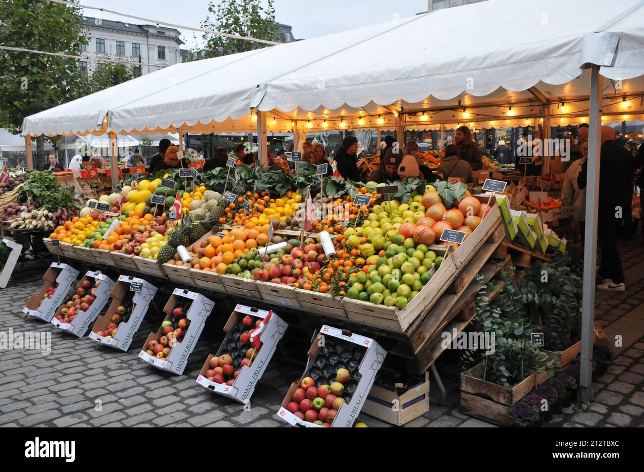 Copenhagen, Denmark /21 October. 2023/Shoppers at farmers market or ...