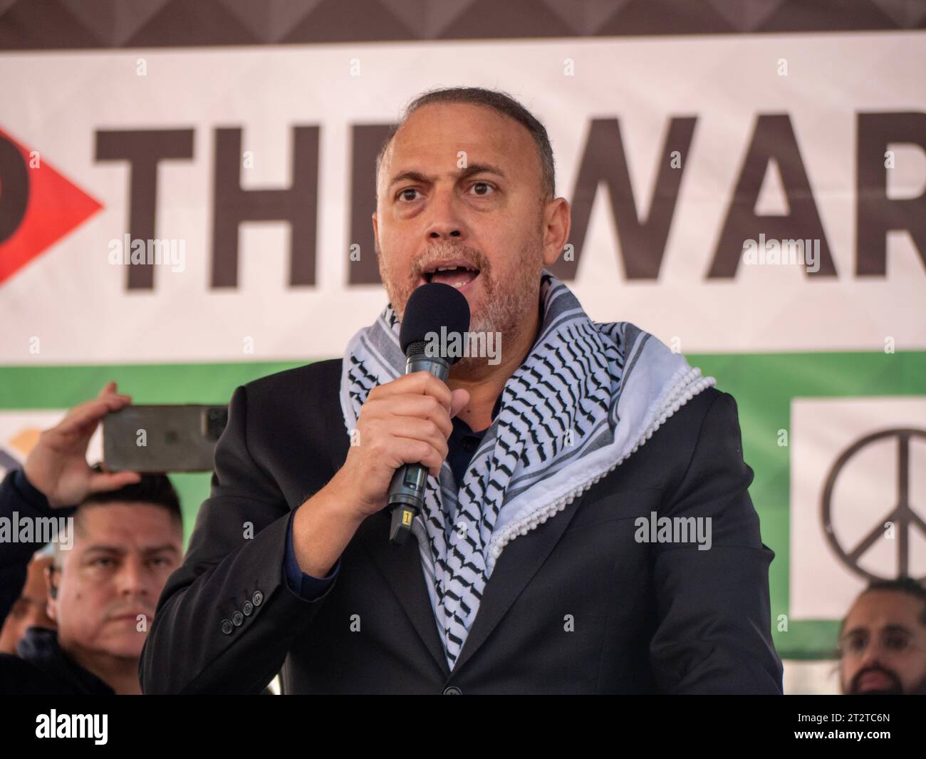 Palestinian ambassador to the UK Husam Zomlot addresses a Pro ...