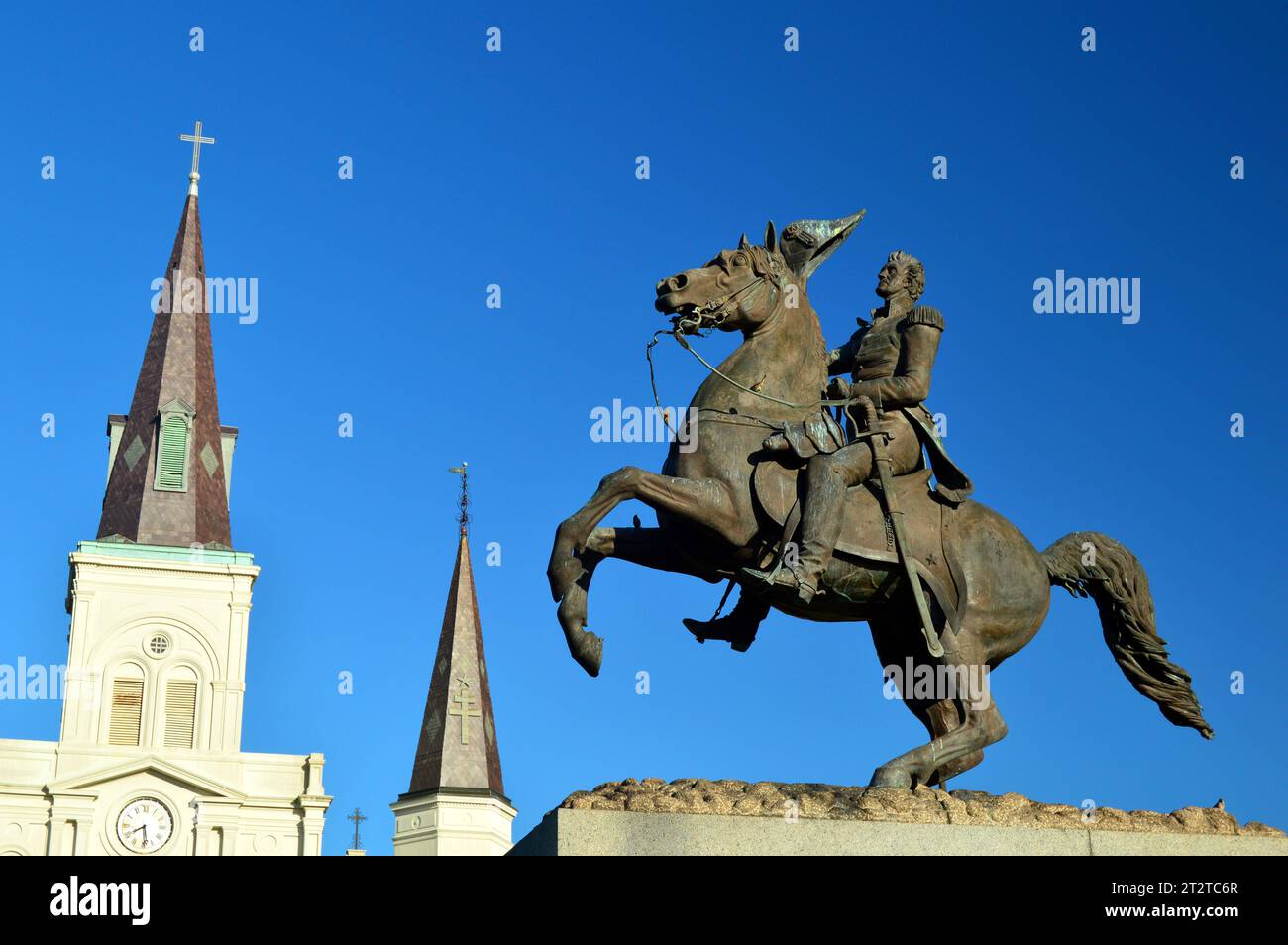 A statue sculpture of Andrew Jackson riding horseback dominates Jackson ...
