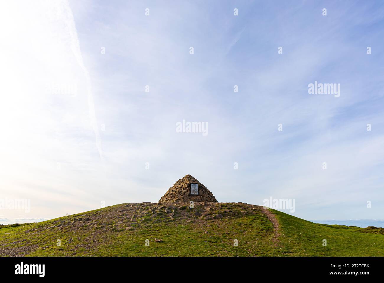 Aerial view of the Dunkery hill, the highest point of Exmoor, England ...