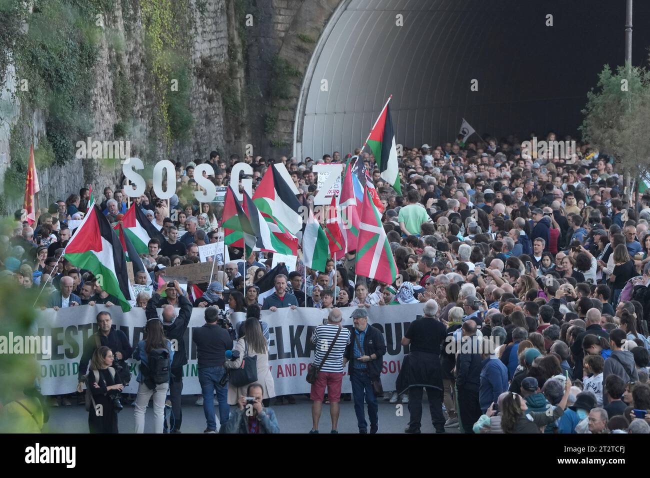 Hundreds of demonstrators during a protest in solidarity with the ...