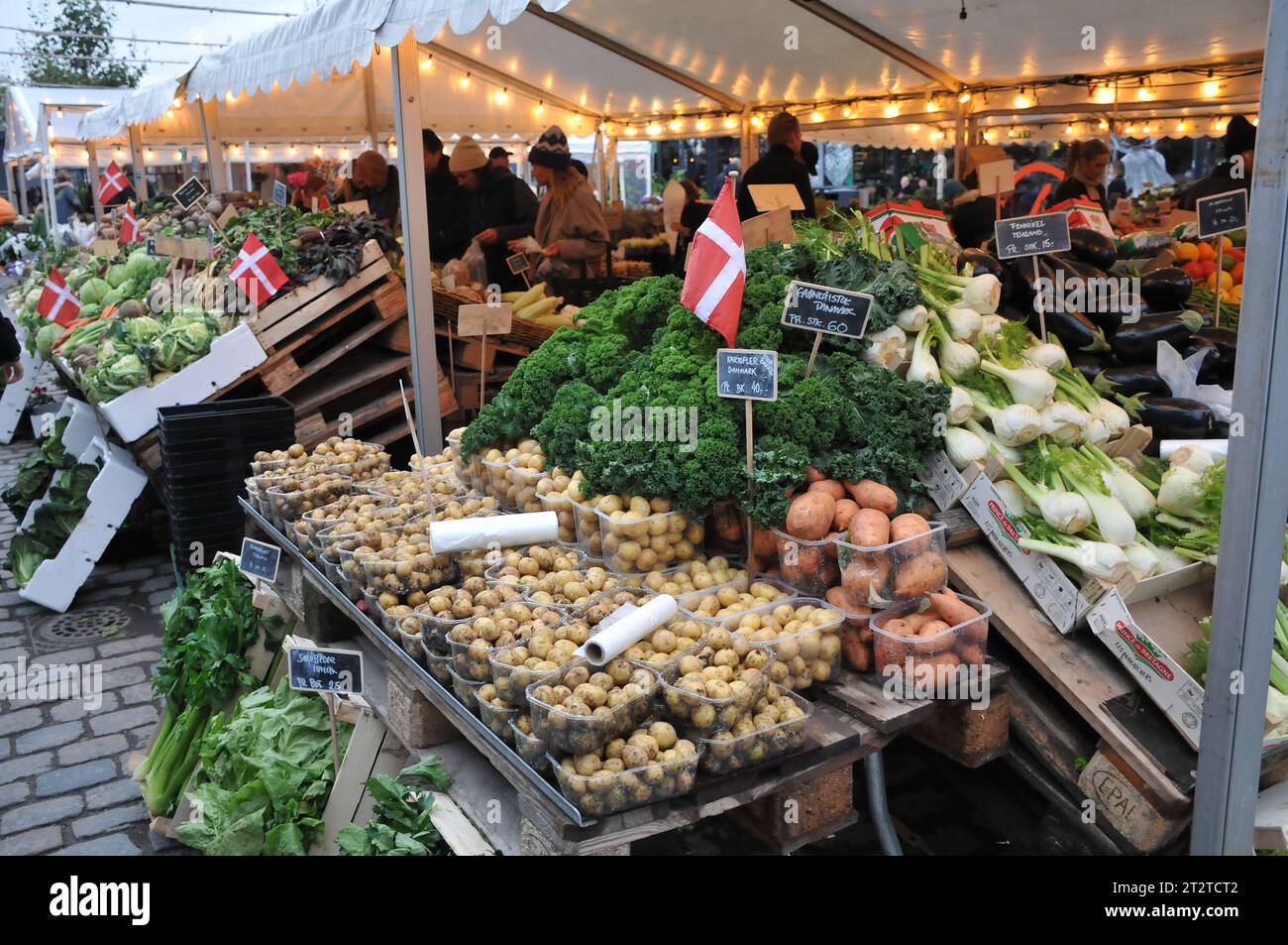 Copenhagen, Denmark /21 October. 2023/Shoppers at farmers market or ...