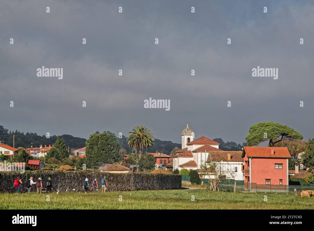 POO, SPAIN, September 30, 2023 : Pilgrims on the way to Santiago de ...