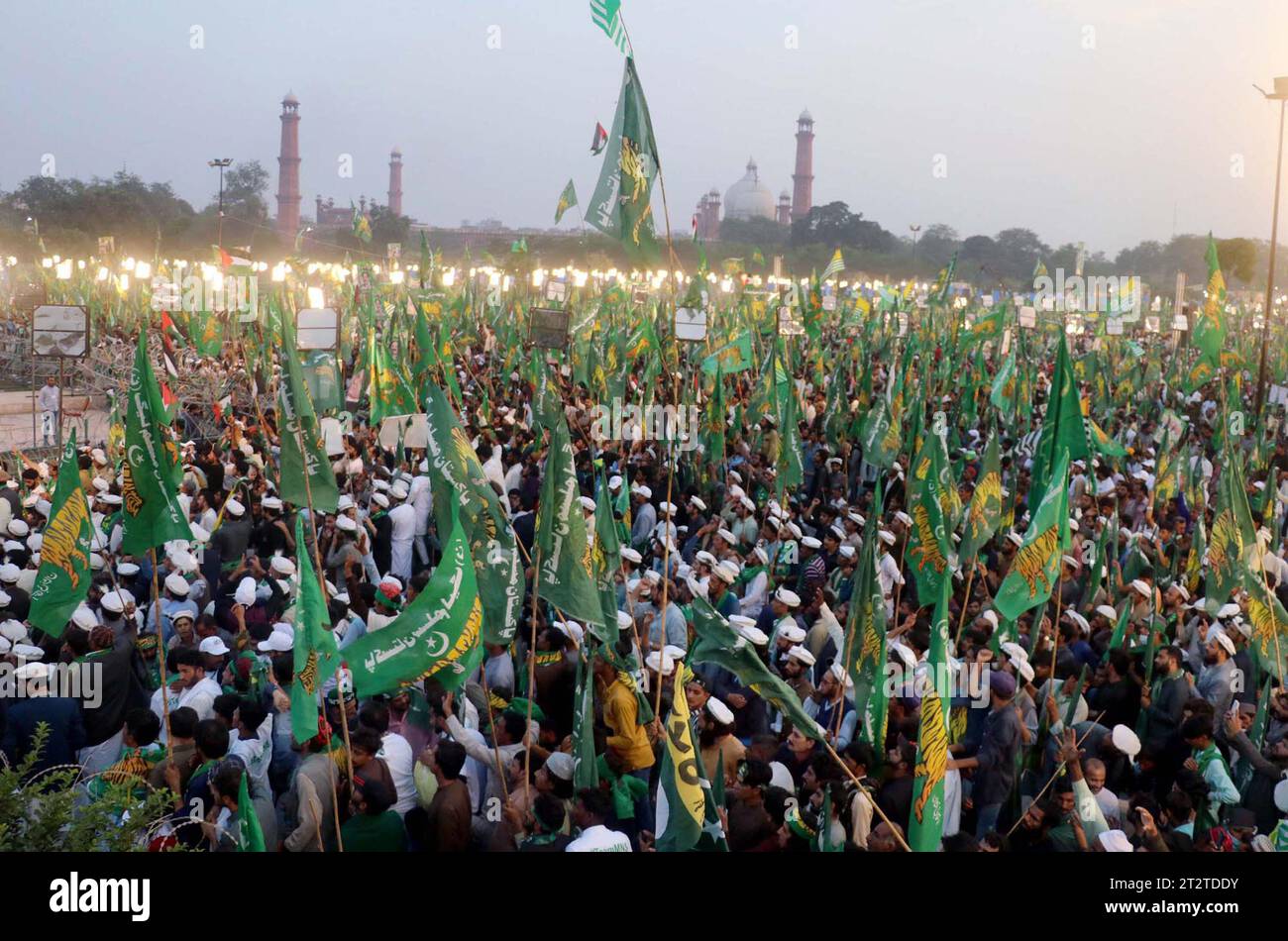 Supporters of Muslim League (PML-N) are gather during PML-N public ...