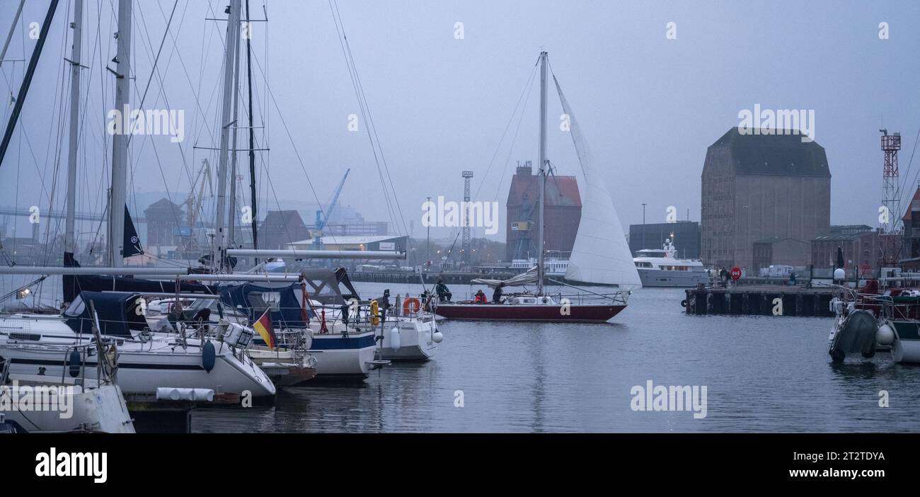 Stralsund, Germany. 21st Oct, 2023. View of the port of Stralsund. A ...