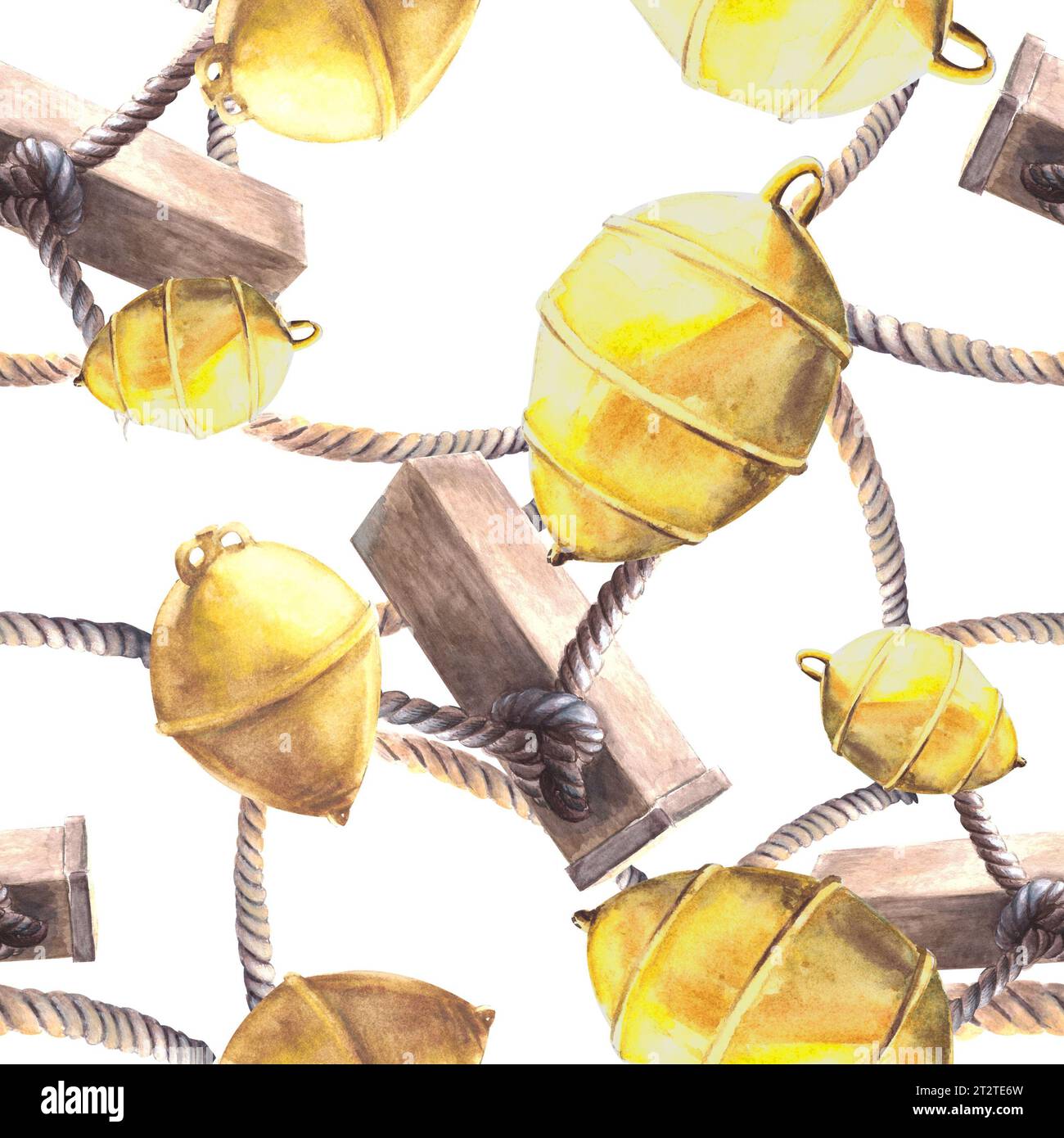 Nautical seamless pattern. Maritime elements of fastening for boats ...