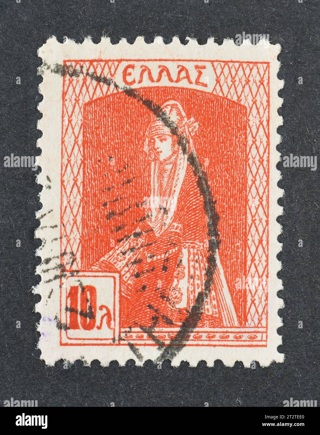 Cancelled postage stamp printed by Greece, that shows Costume from ...