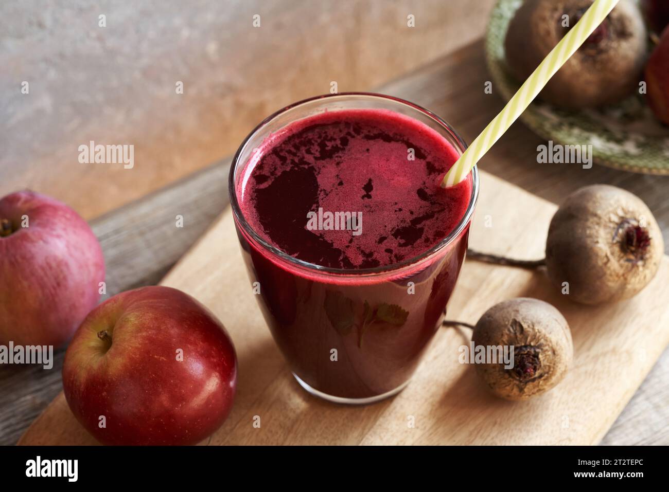 Fresh homemade red beet juice with apples Stock Photo - Alamy