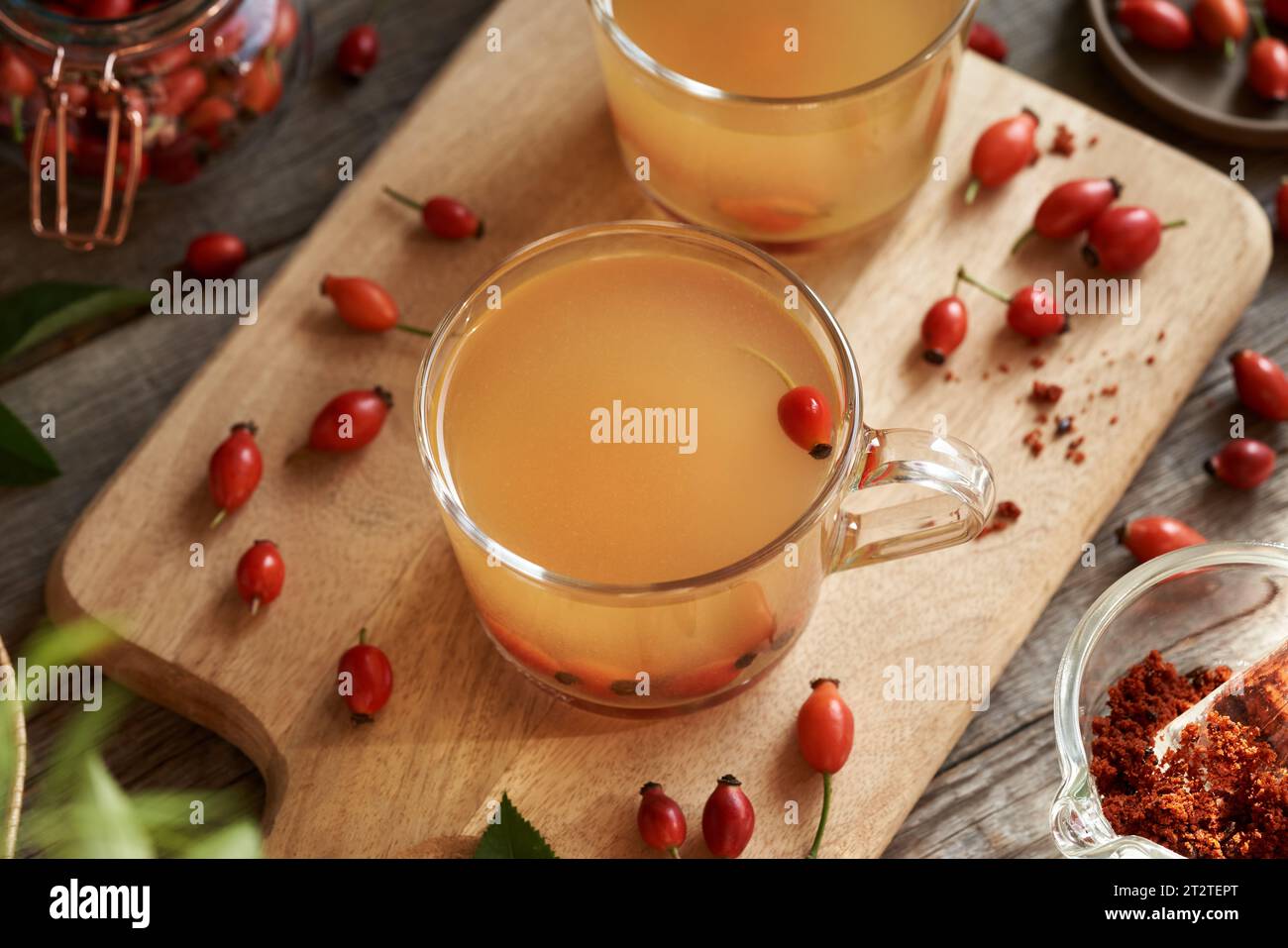 Rose hip tea in glass cups Stock Photo - Alamy