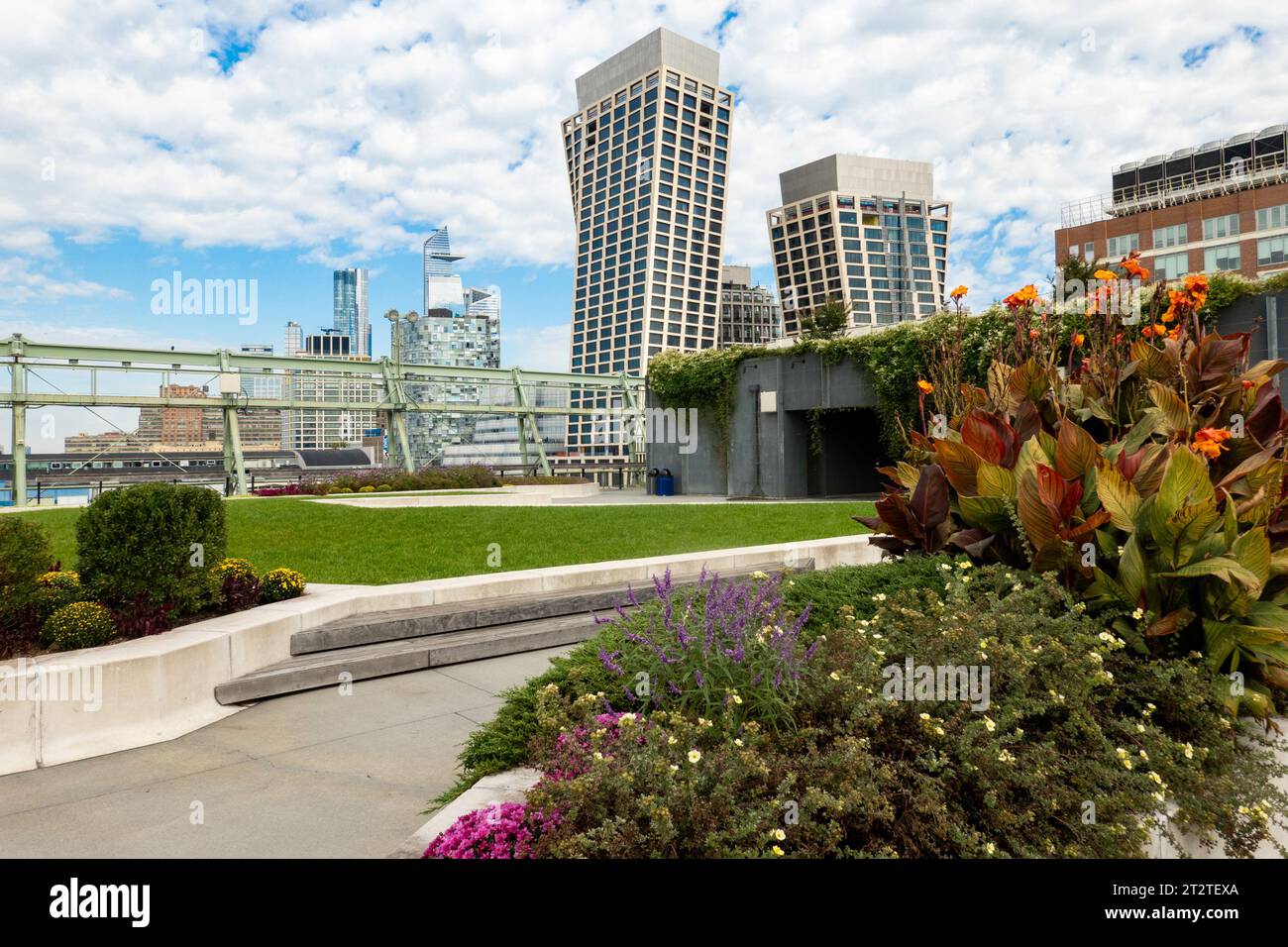 Pier 57 public rooftop has views of Manhattan architecture and the high ...