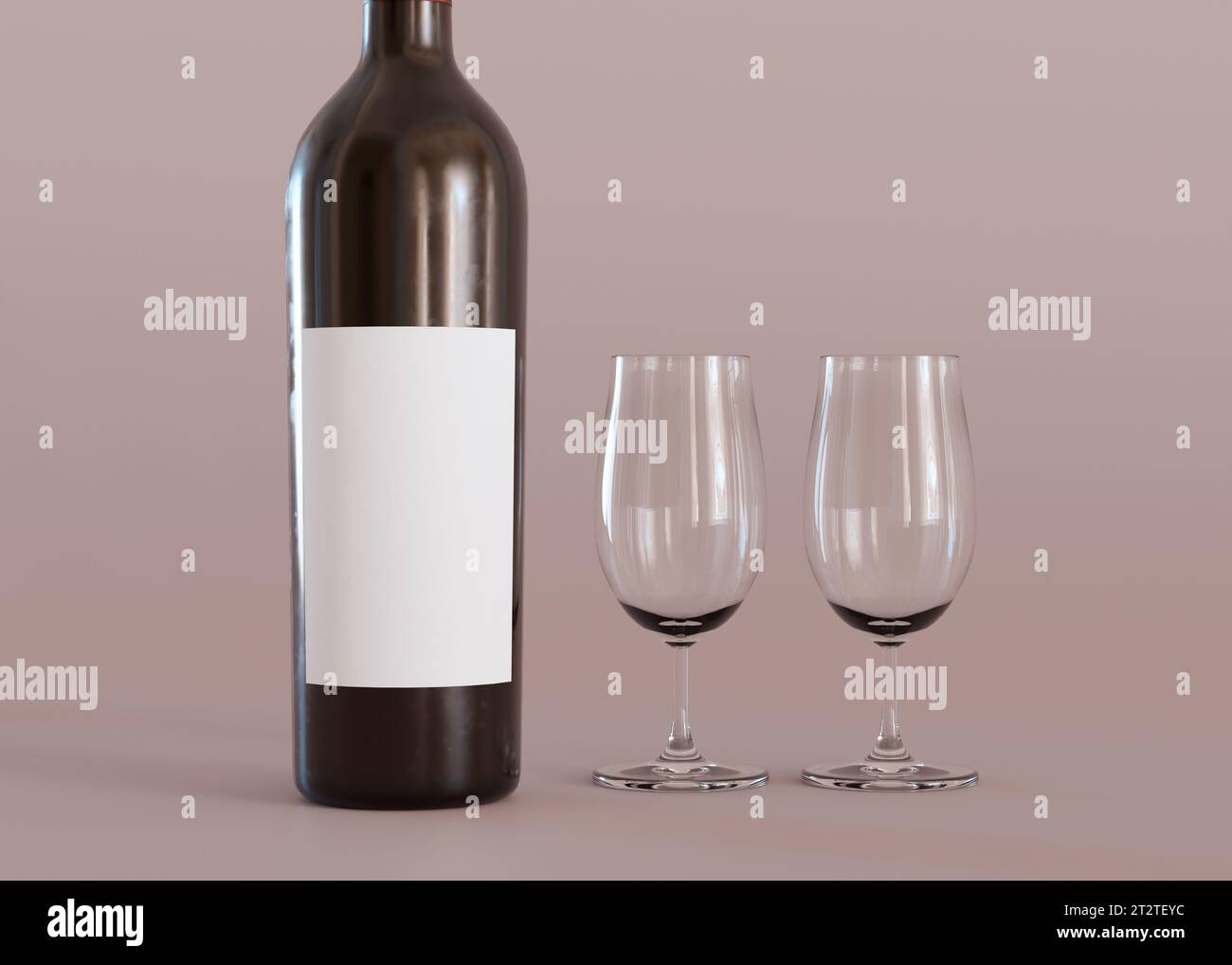 White, blank label on wine bottle. Template for your design ...