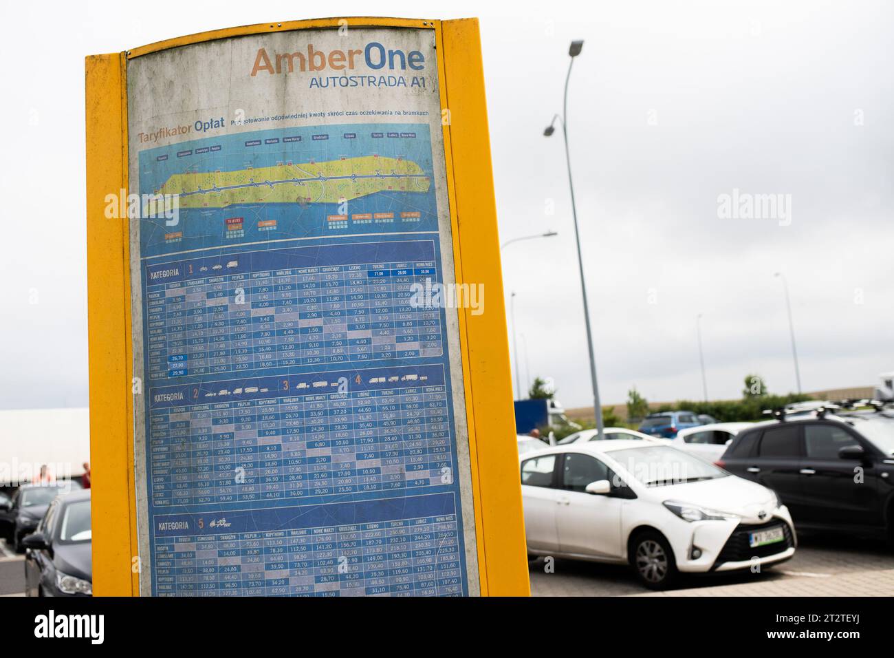 A1 Amber One highway information sign seen at the A1 highway in Poland ...