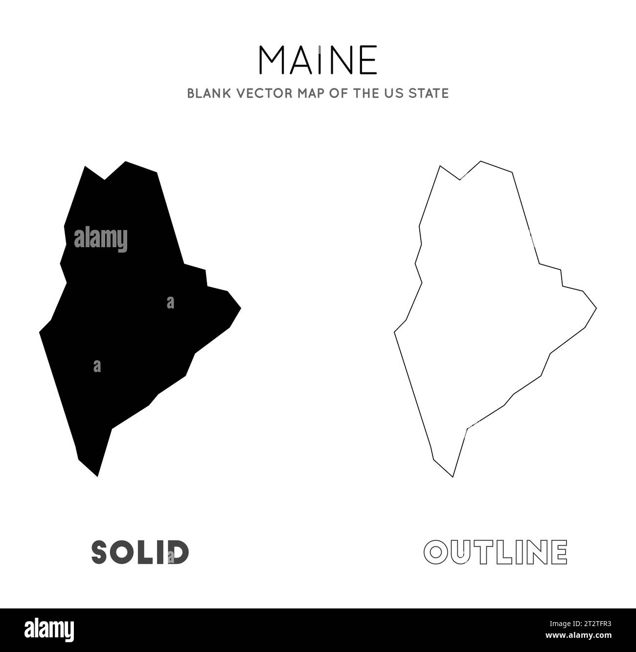 Maine map. Blank vector map of the US State. Borders of Maine for your ...