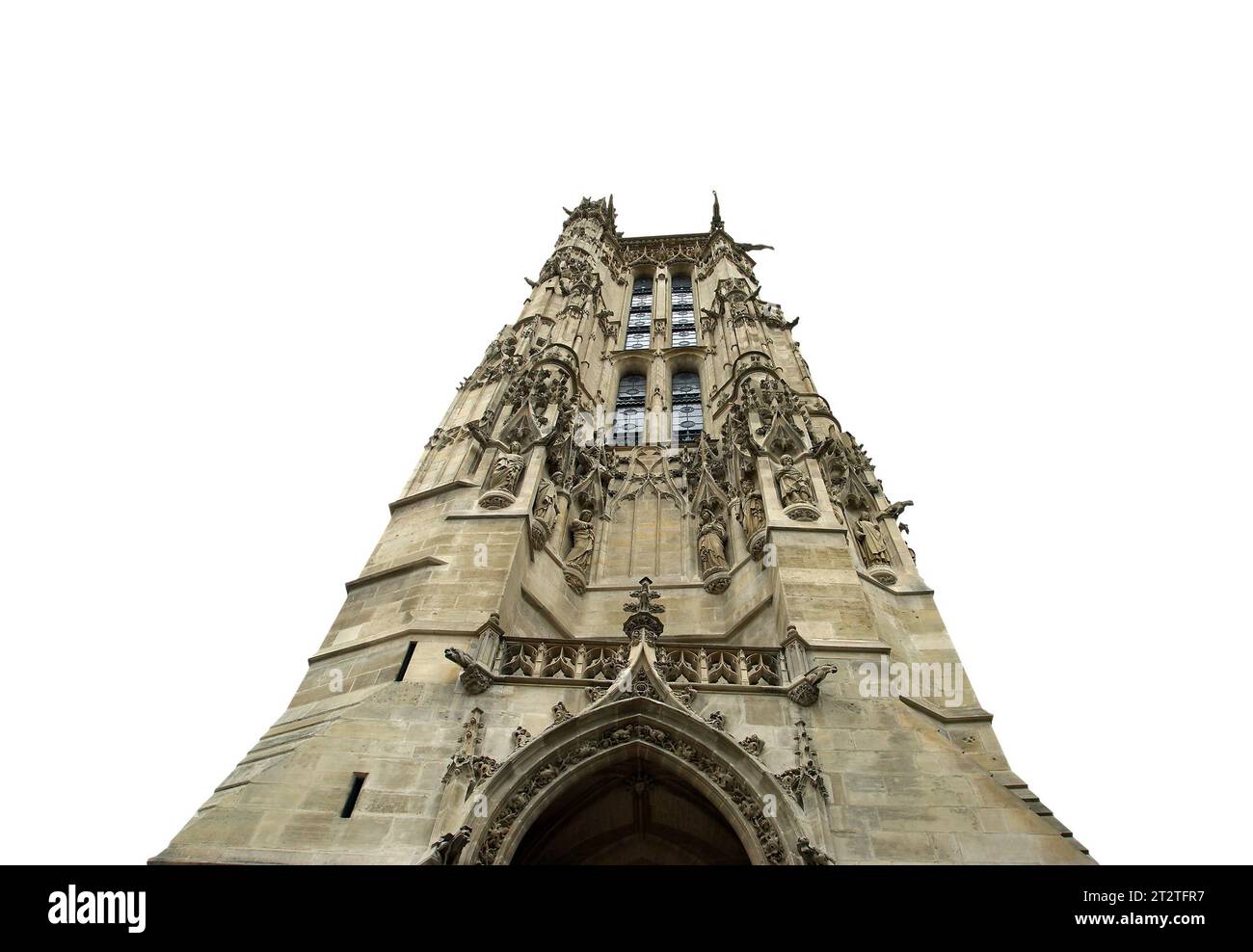 Saint-Jacques Tower (Tour Saint-Jacques), carved on white background ...