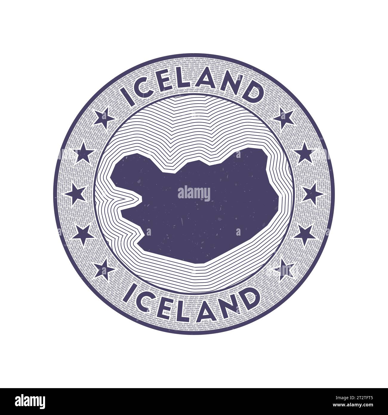 Iceland round badge vector. Country round stamp with shape of Iceland ...
