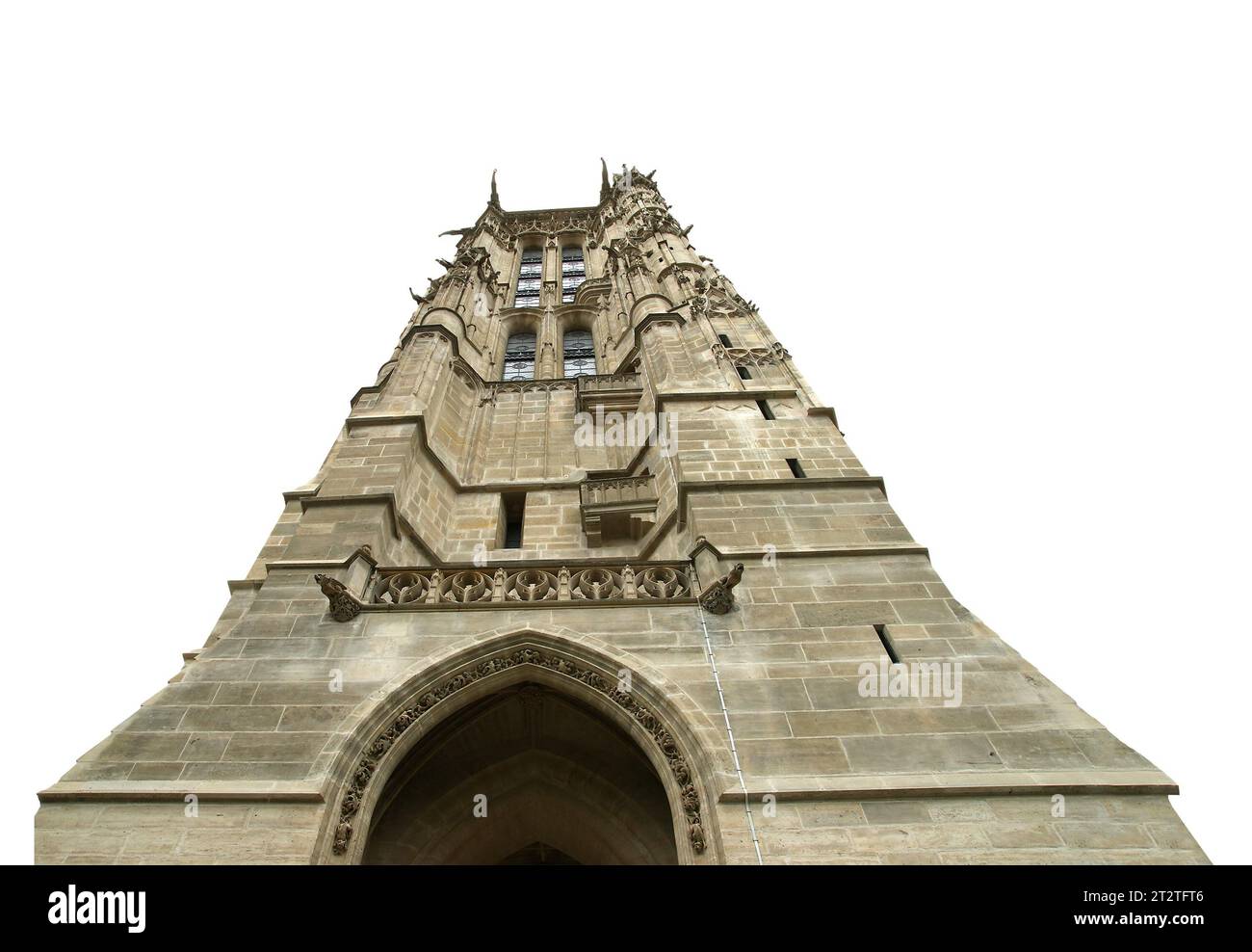 Saint-Jacques Tower (Tour Saint-Jacques), carved on white background ...