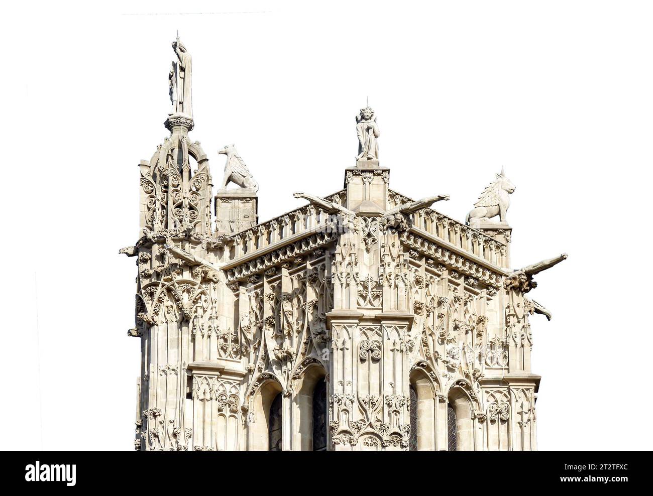 Saint-Jacques Tower (Tour Saint-Jacques), carved on white background ...