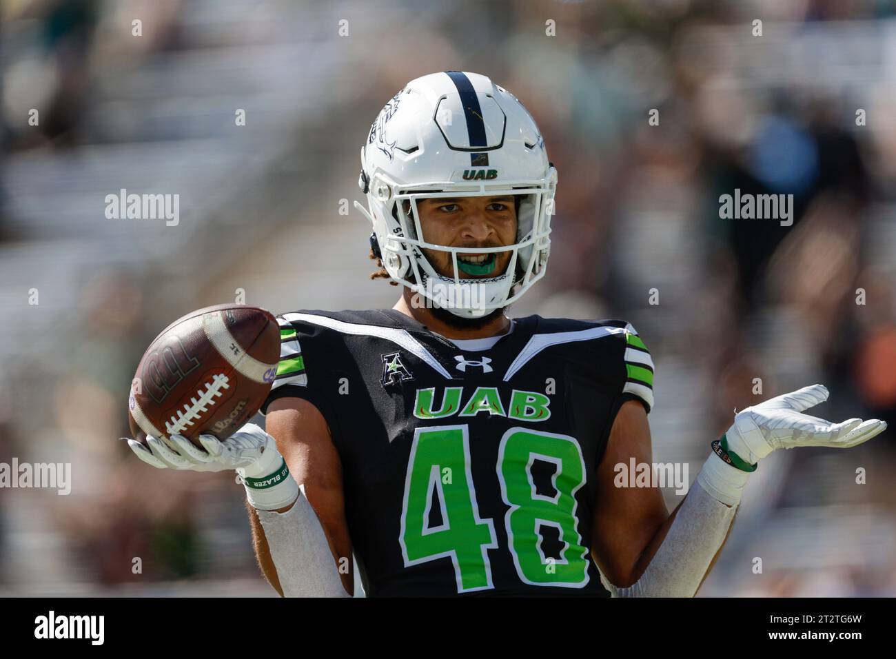 University Alabama-Birmingham tight end Bryce Damous (48) celebrates a ...