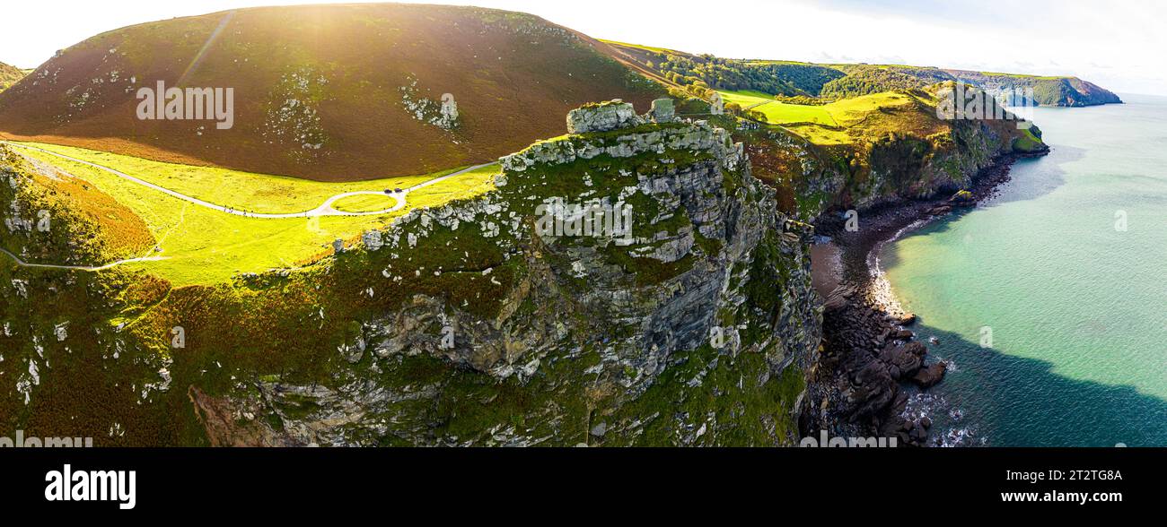 Aerial view of the Valley of Rocks, a dry valley that runs parallel to ...