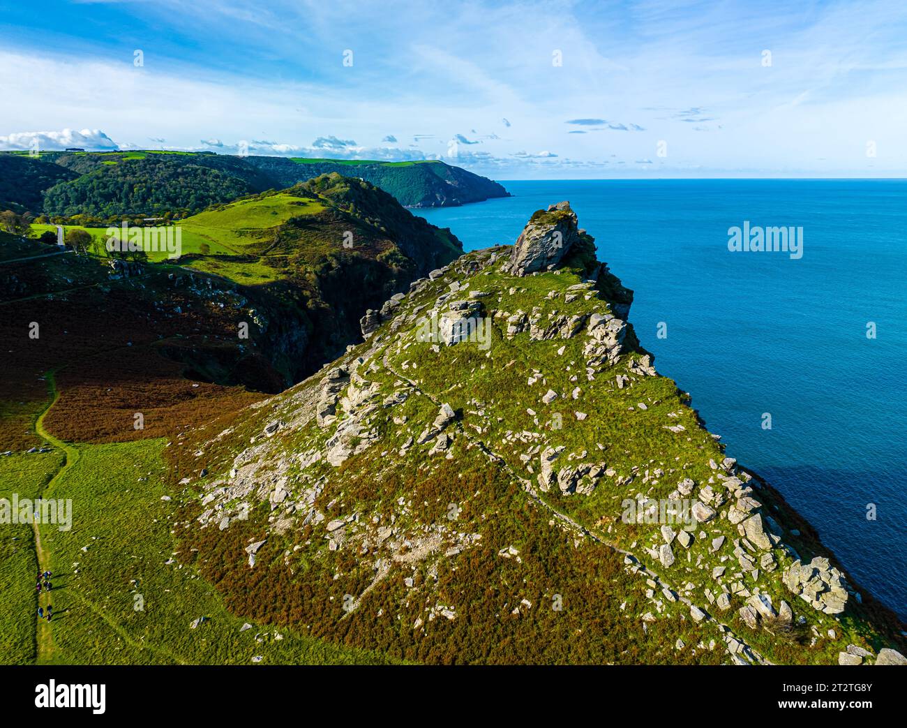 Aerial view of the Valley of Rocks, a dry valley that runs parallel to ...