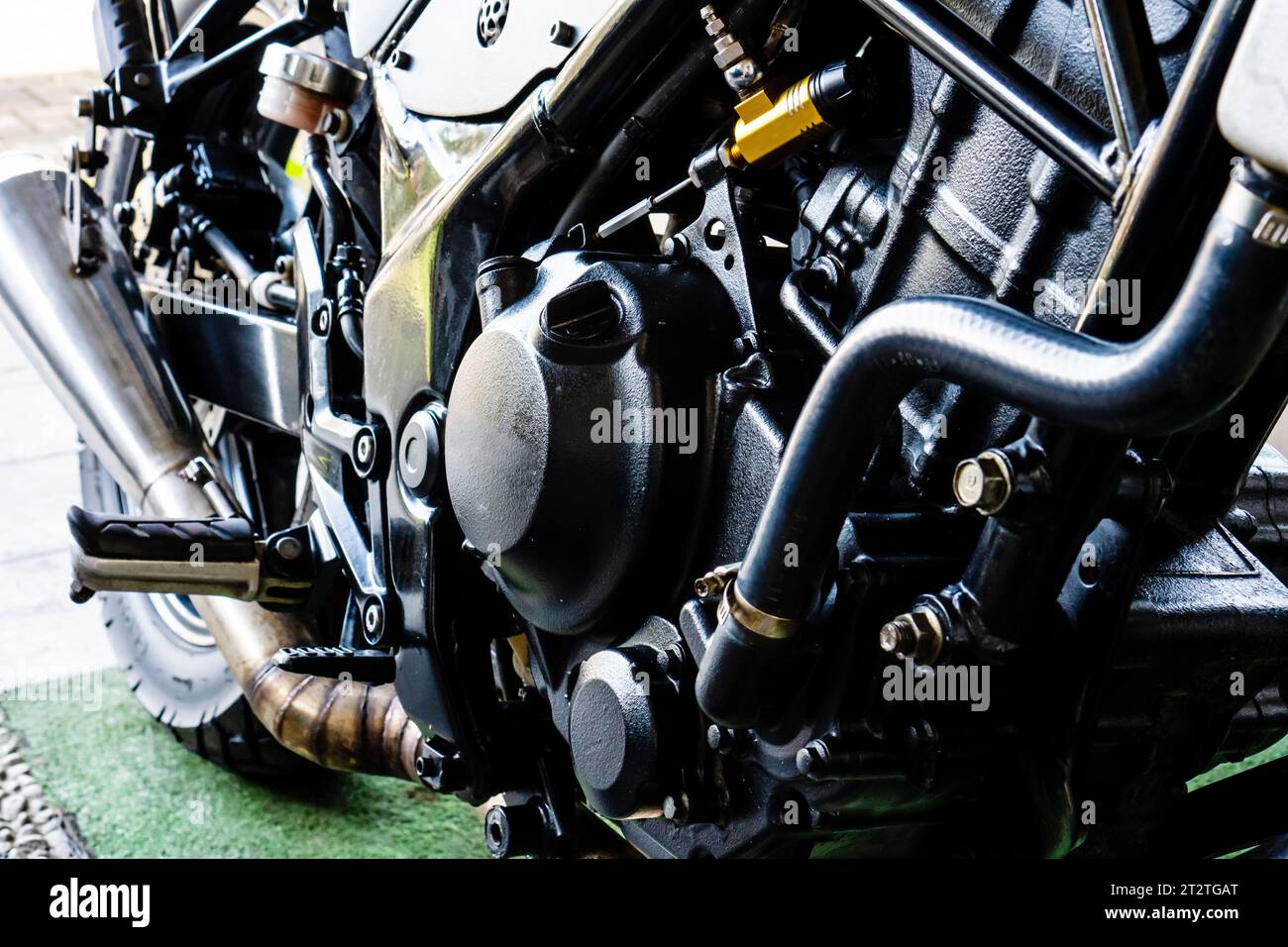 Close-up of classic retro motorcycle with bold, fierce design. Classic ...