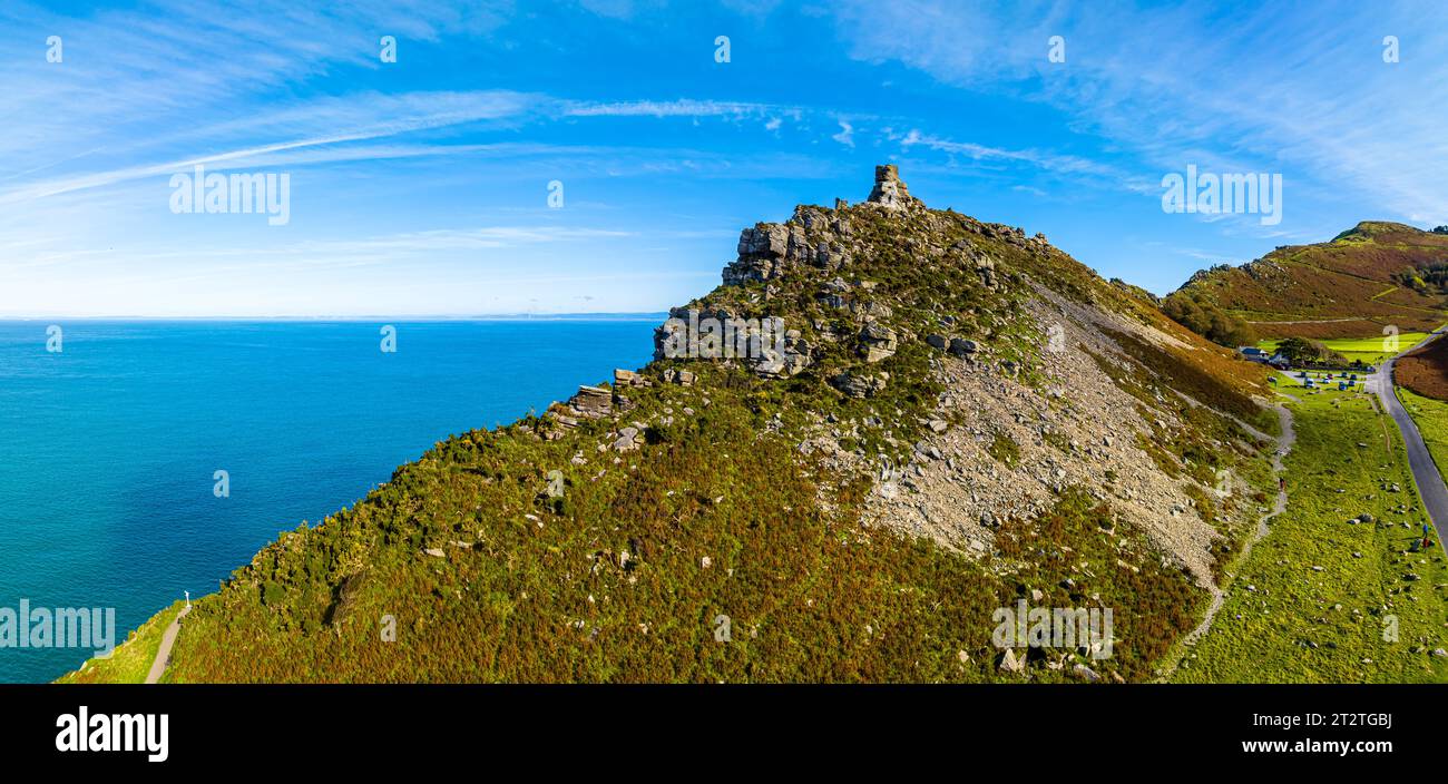 Aerial view of the Valley of Rocks, a dry valley that runs parallel to ...