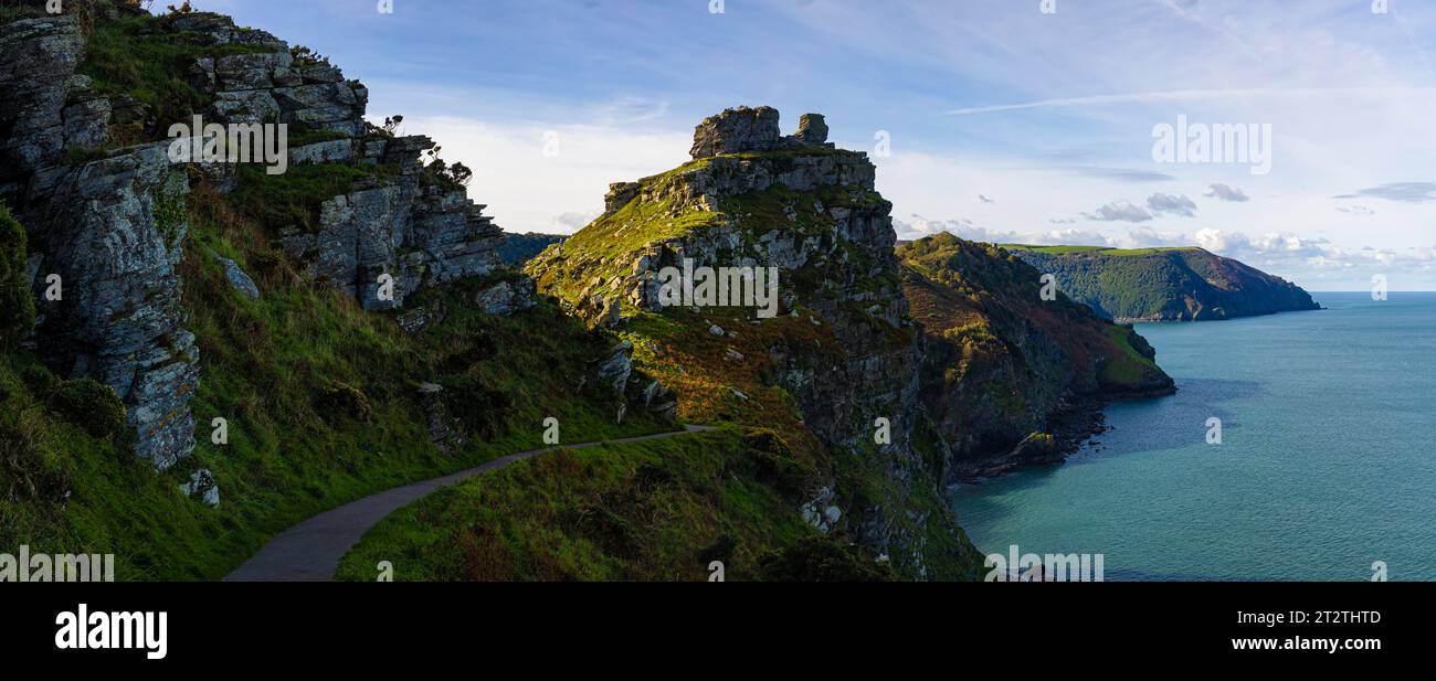 Aerial view of the Valley of Rocks, a dry valley that runs parallel to ...