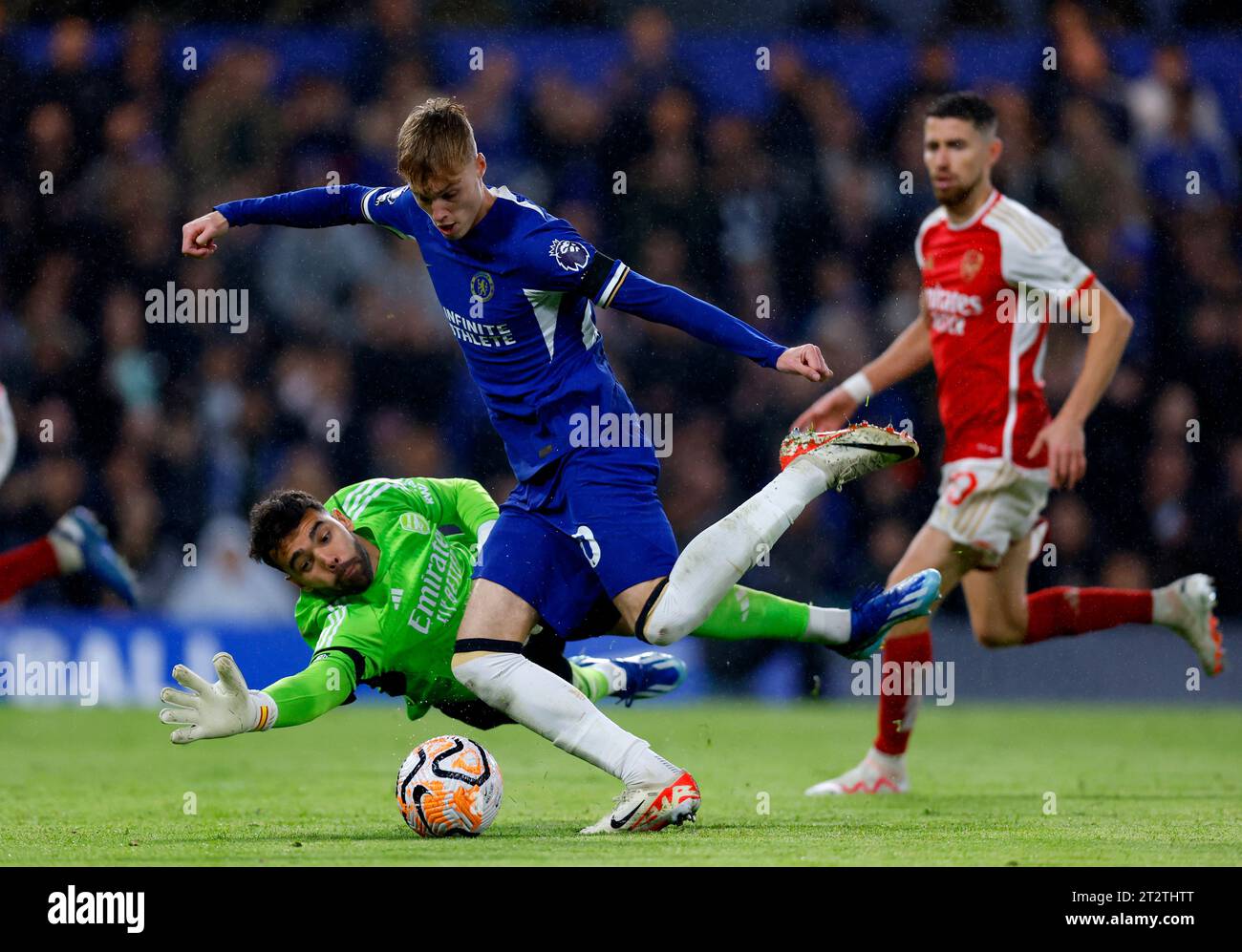 Chelsea's Cole Palmer shoots the ball under pressure from Arsenal ...