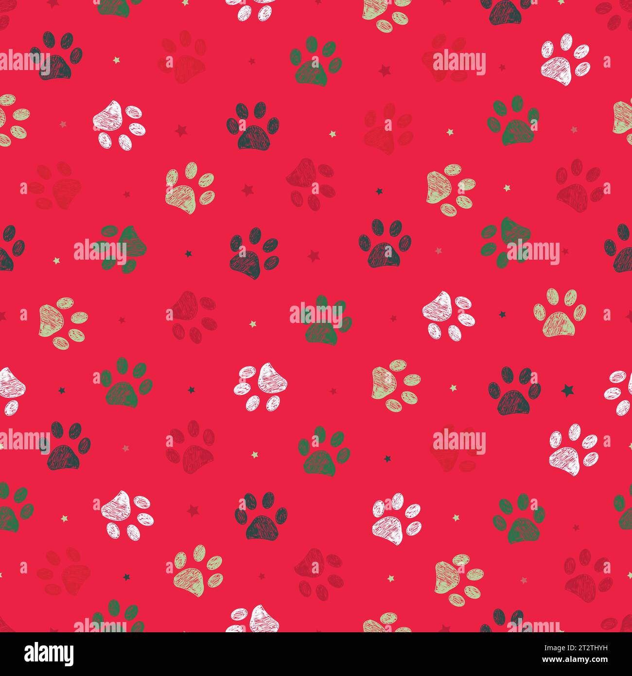 Christmas colored crimson cherry background colored paw prints seamless ...