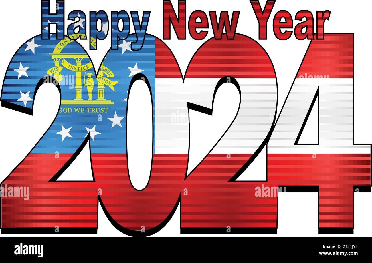 Happy New Year 2024 with Georgia flag inside - Illustration, 2024 HAPPY NEW YEAR NUMERALS Stock ...