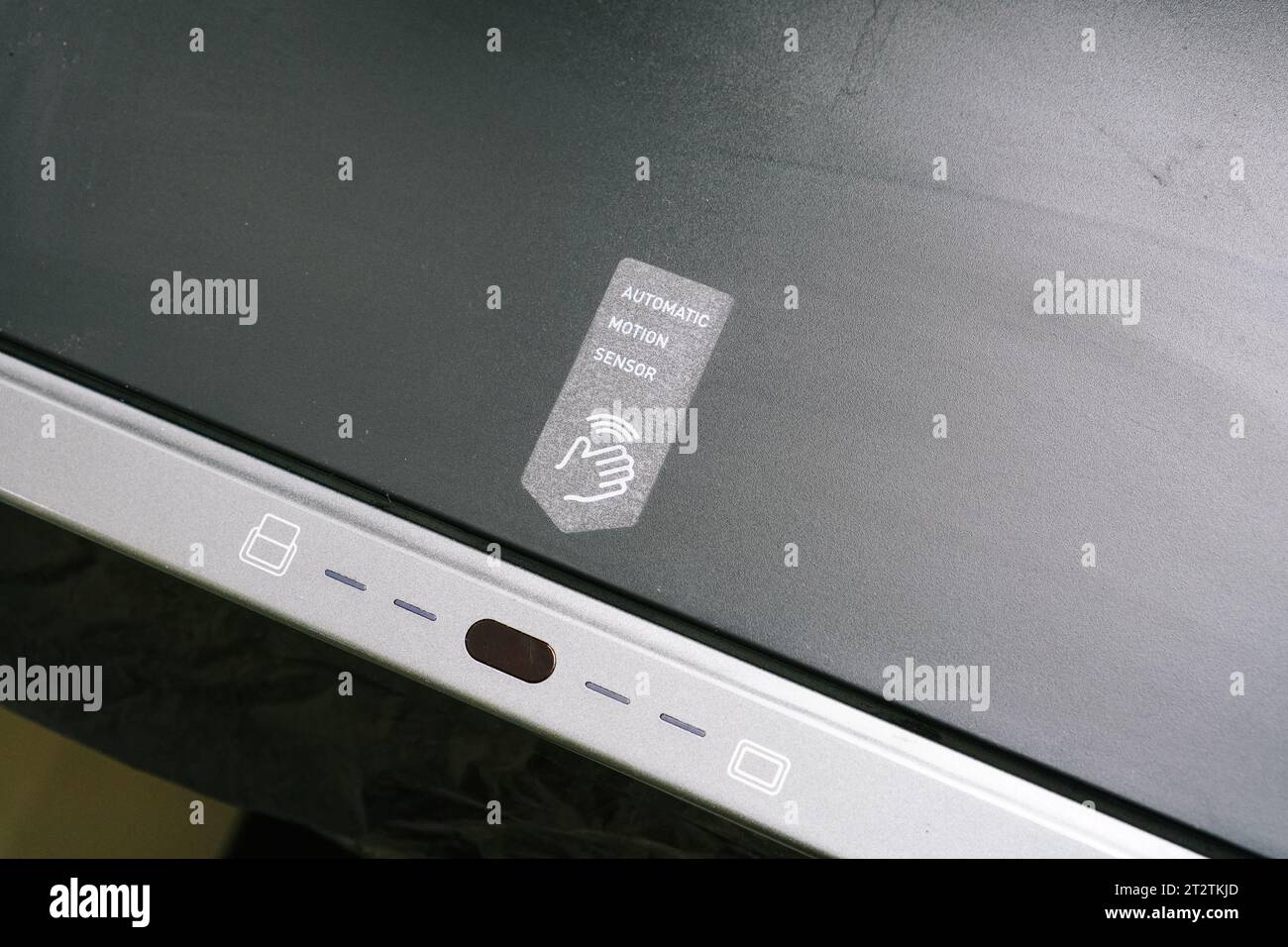 Eye-catching Automatic Motion Sensor signage on an electric trash bin ...